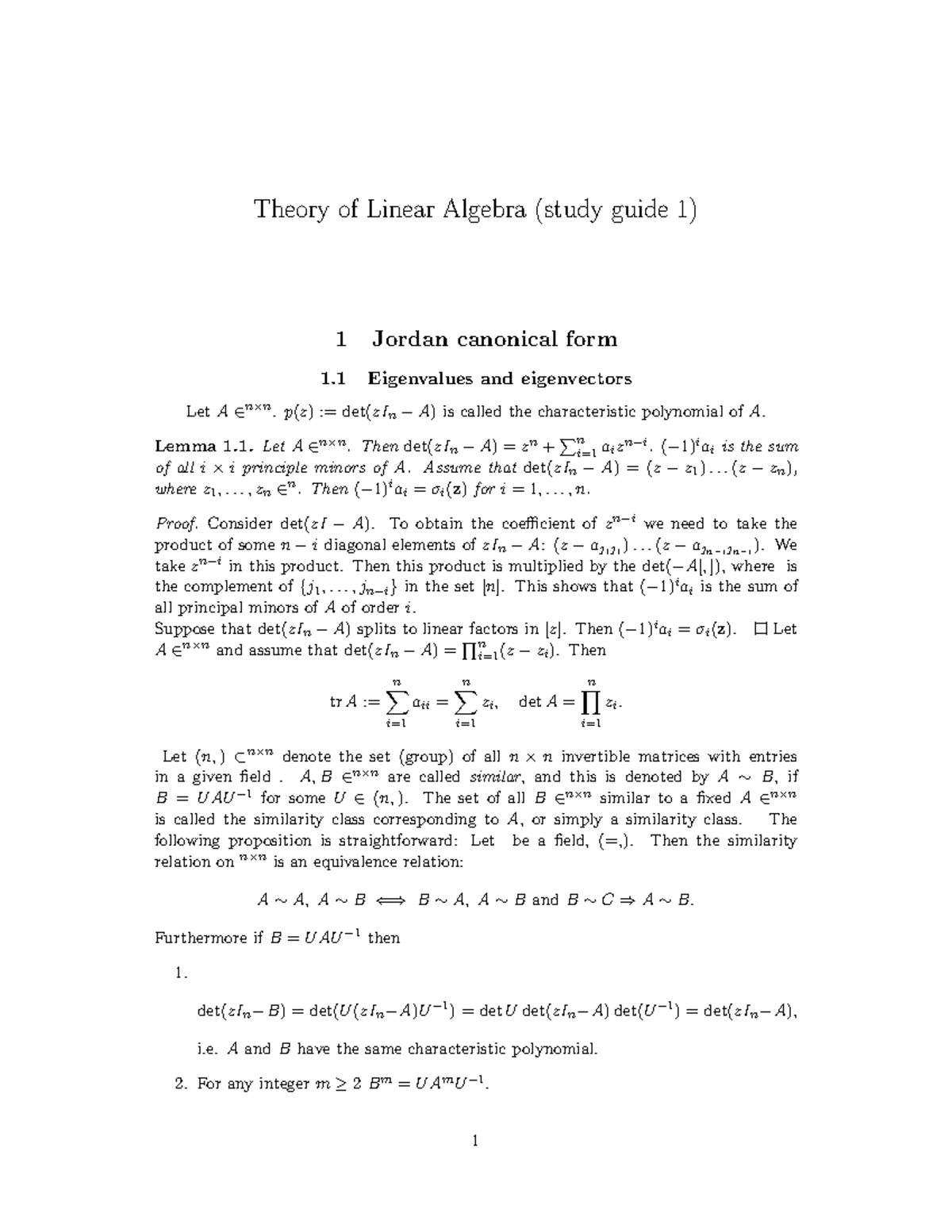 Thof LAstudy 1 - Jordan canonical forms - Theory of Linear Algebra ...