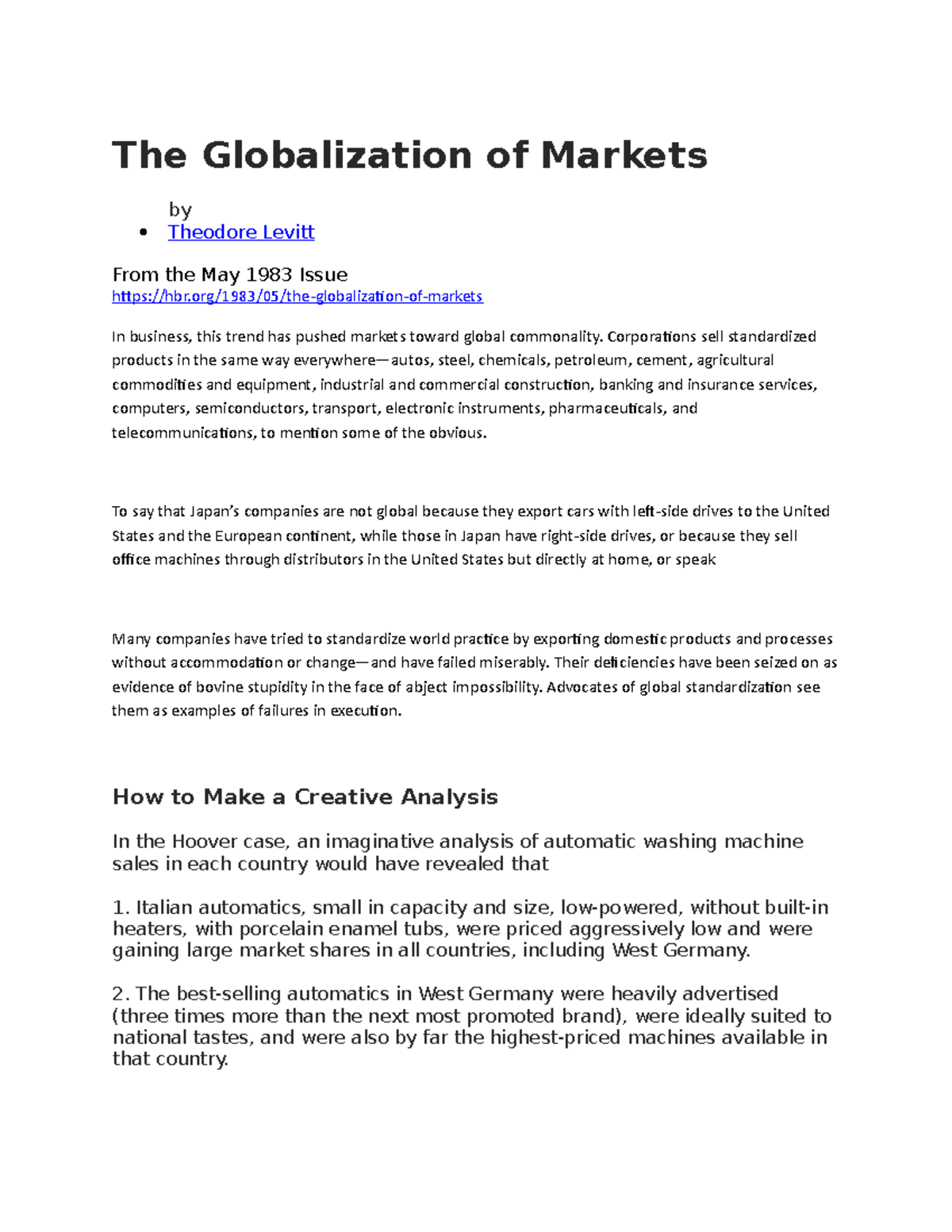 The Globalization of Markets - The Globalization of Markets by Theodore ...