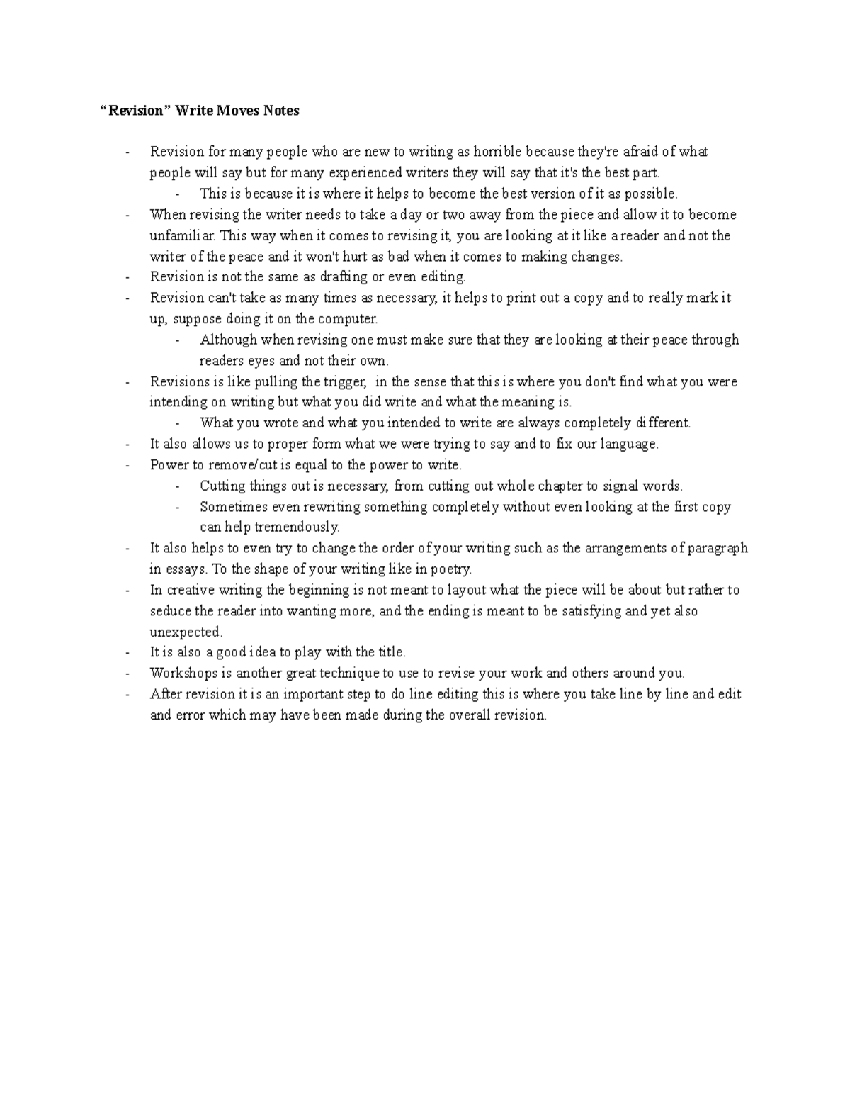 “Revision” Write Moves Notes - “Revision” Write Moves Notes Revision ...