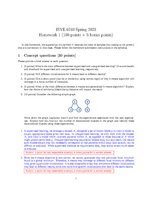 Sol3 - homework solution - CS 7641 CSE/ISYE 6740 Homework 3 Solutions Le Song 1 Linear ...