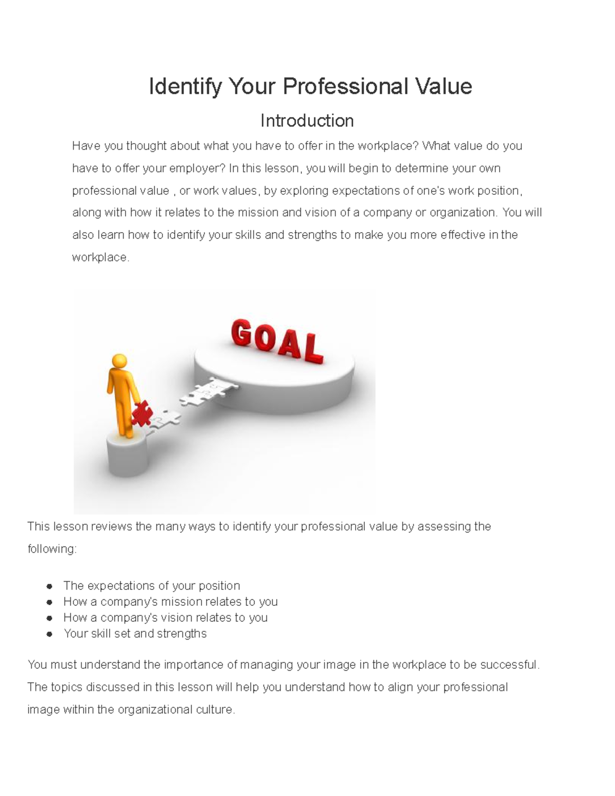 Identify Your Professional Value - Identify Your Professional Value ...