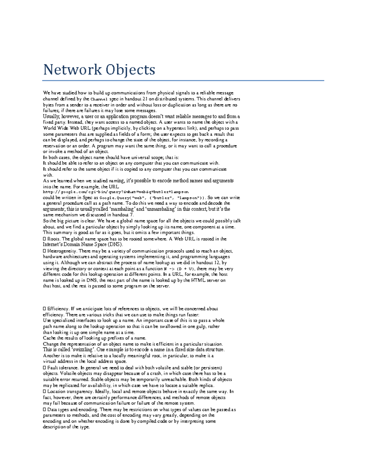 Network Objects - This channel delivers bytes from a sender to a ...