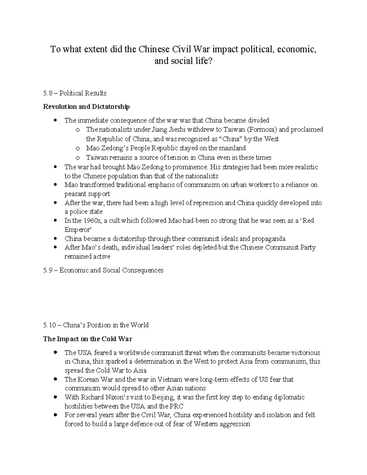 History Seminar Chinese Civil War - To what extent did the Chinese ...