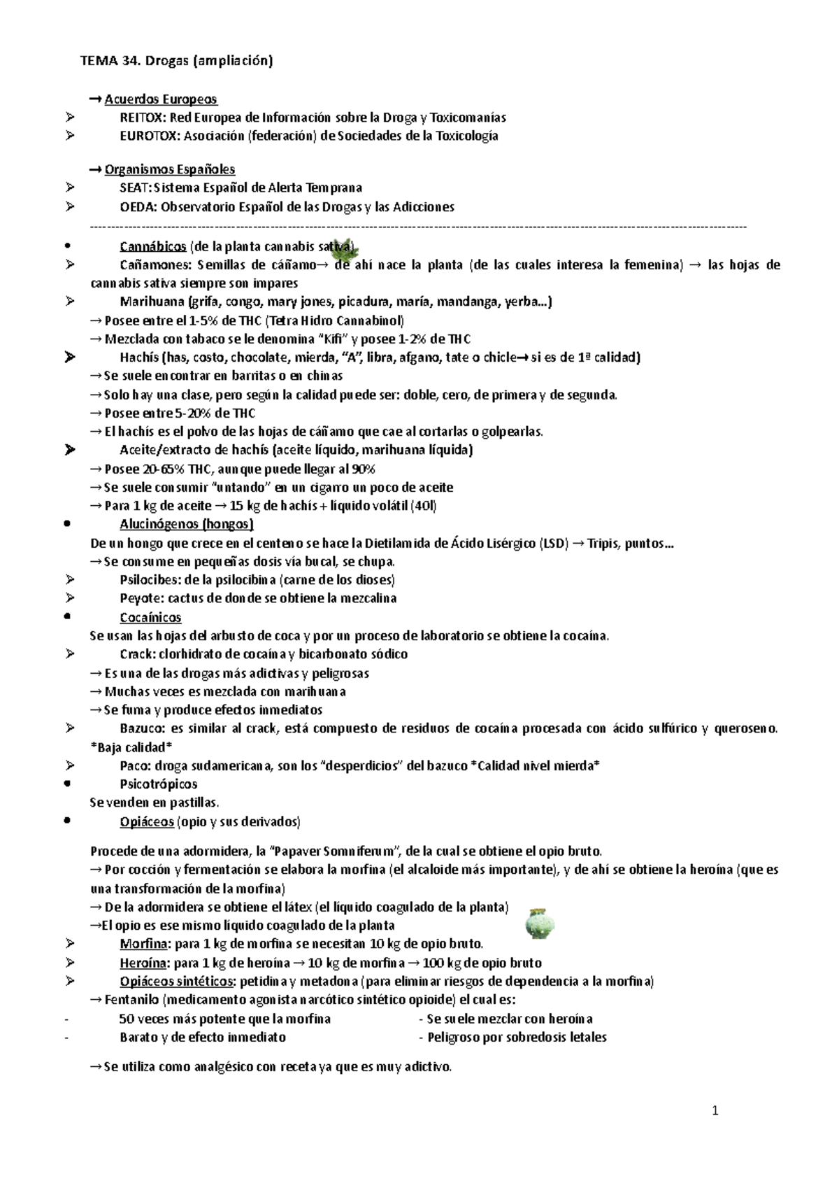 Ampliación tema 4 Drogas - TEMA 34. Drogas (ampliación) Acuerdos ...