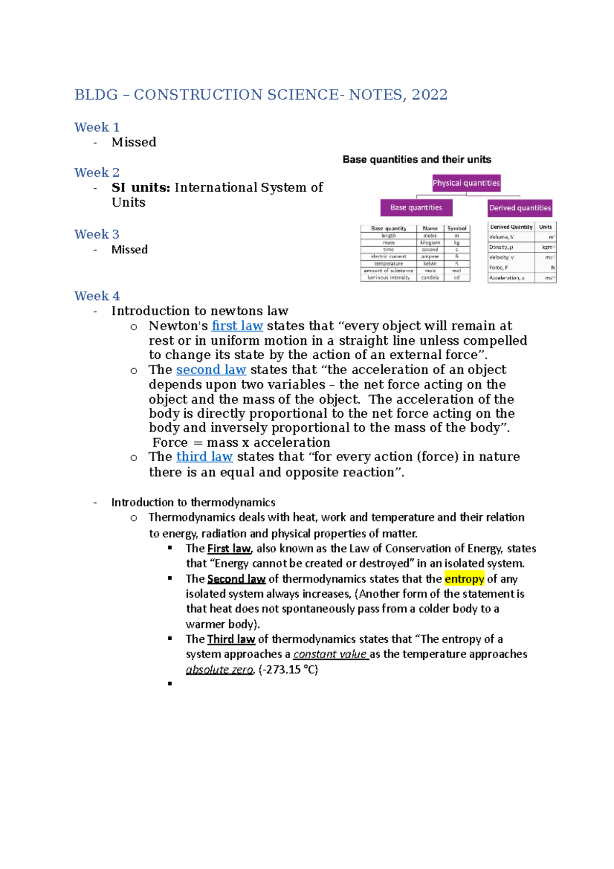 BLDG- Building Science Notes - BLDG – CONSTRUCTION SCIENCE- NOTES, 2022 ...