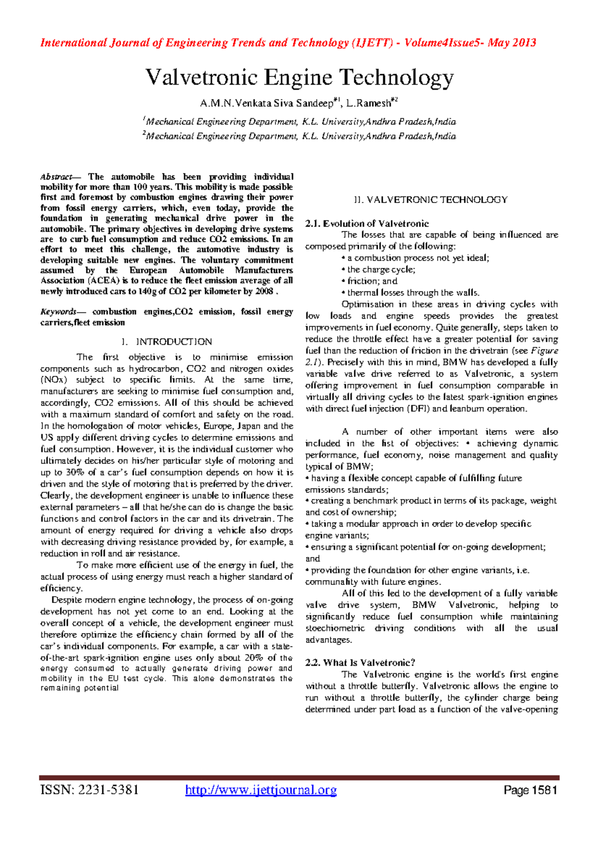 Valvetronic Technology - Valvetronic Engine Technology A.M.N Siva ...