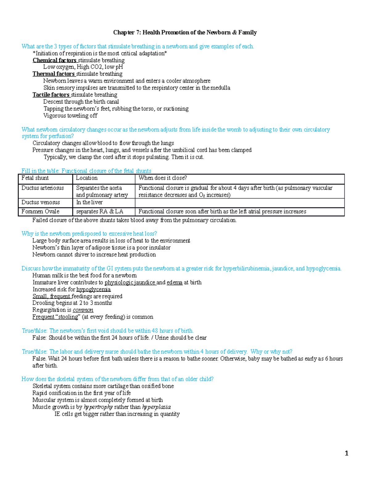 Ch 7 - Lecture/Book/ATI Chapter notes - Chapter 7: Health Promotion of ...