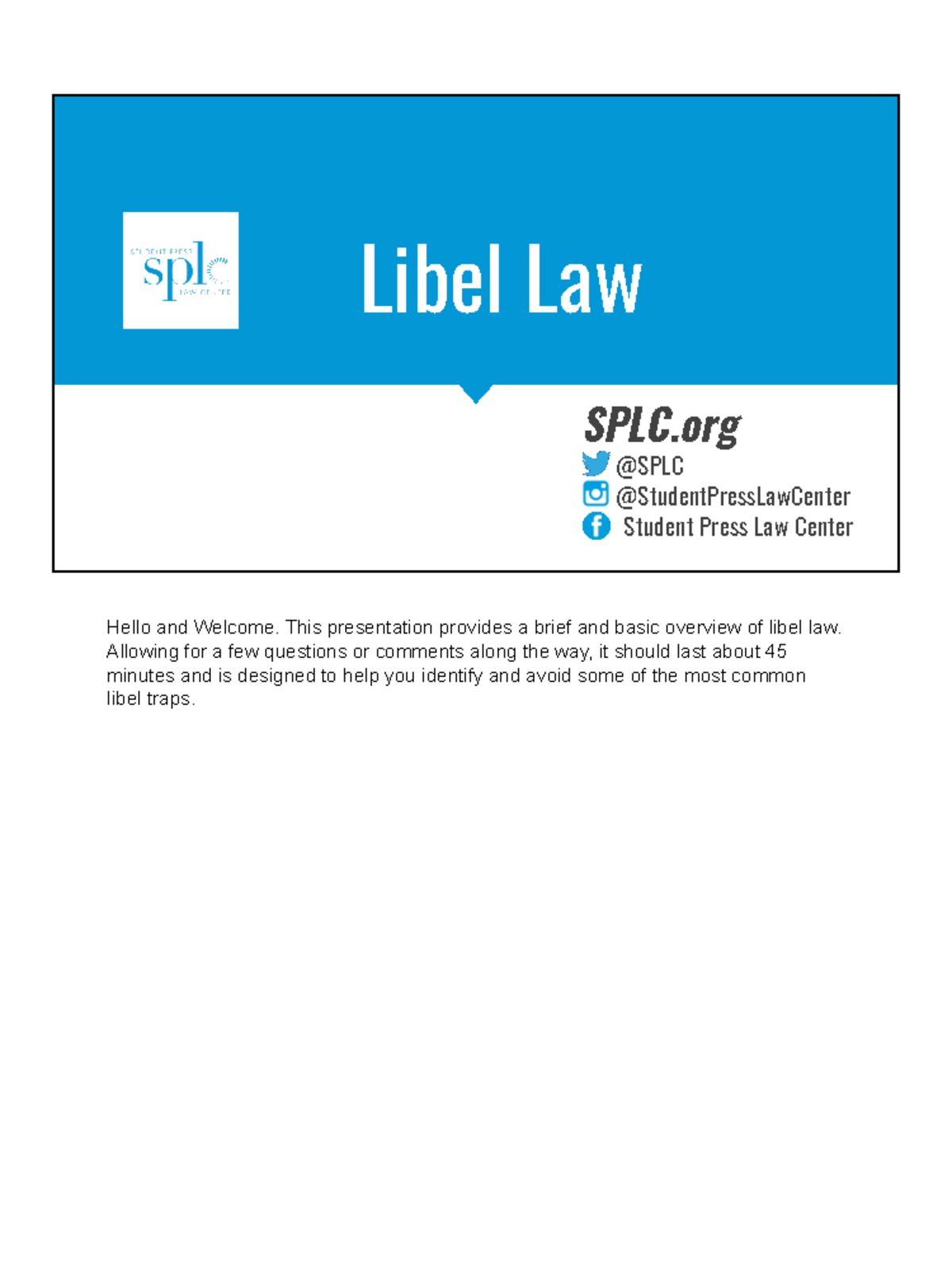 Libel_USA_2019_20 - Libel Law SPLC @SPLC @StudentPressLawCenter Student ...