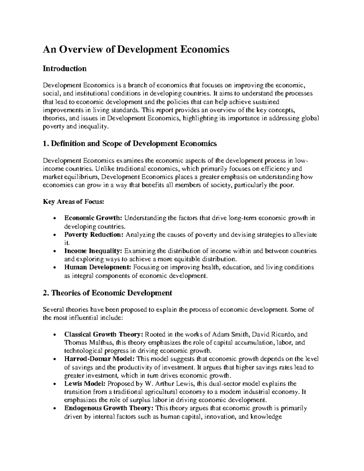 An Overview of Development Economics - An Overview of Development ...