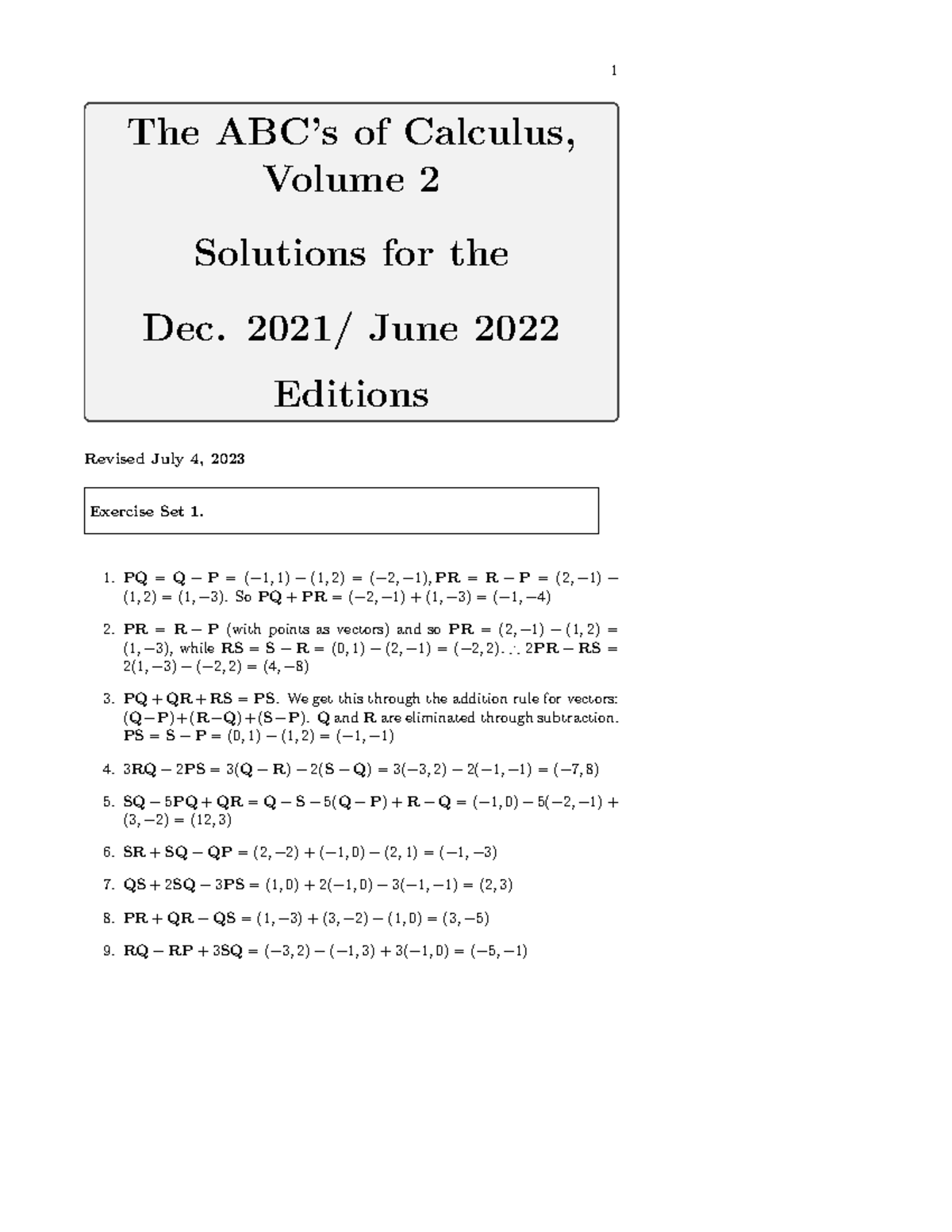 ABC2-Solutions - The ABC’s of Calculus, Volume 2 Solutions for the Dec ...
