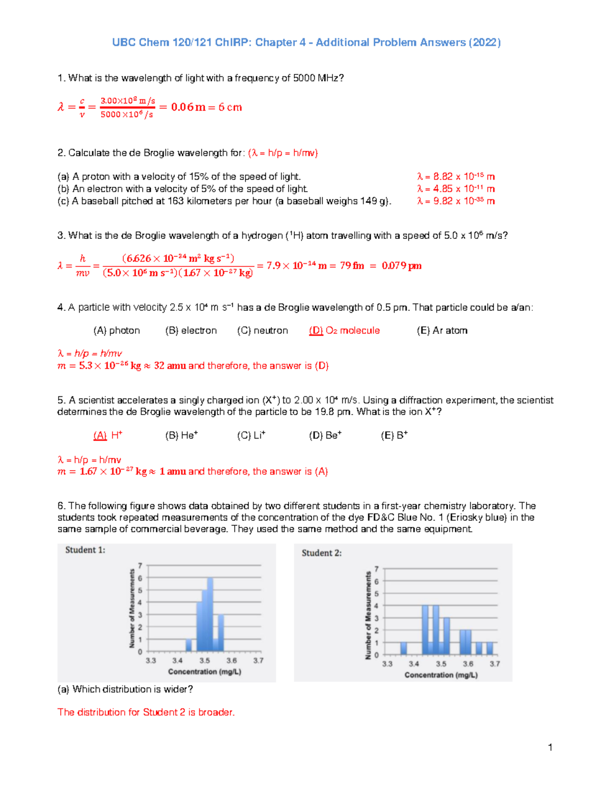 Chapter 4 Additional Problem Answers 2022 - What is the wavelength of light with a frequency of ...