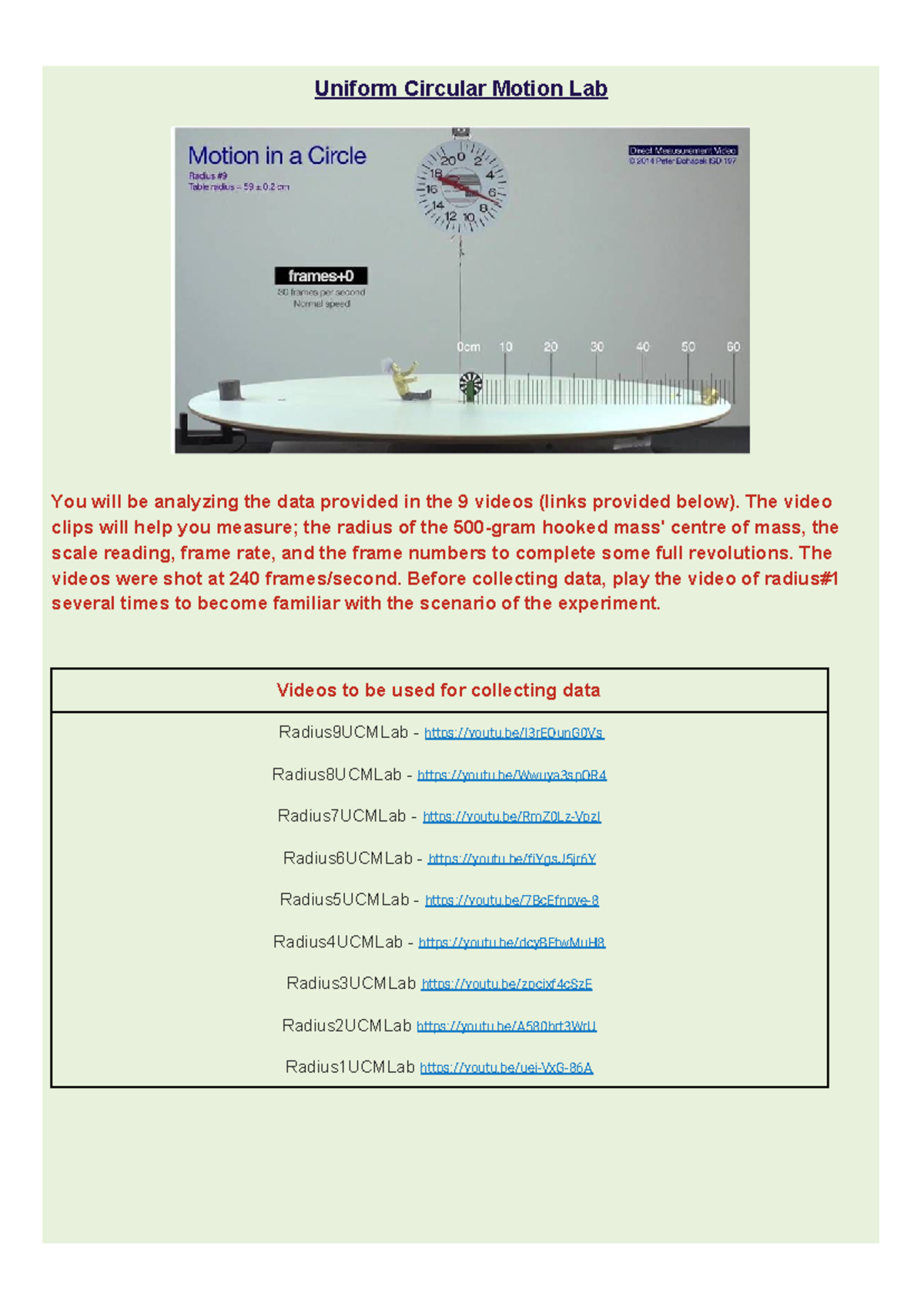 Uniform Circular Motion Lab - Physics - UAEU - StuDocu