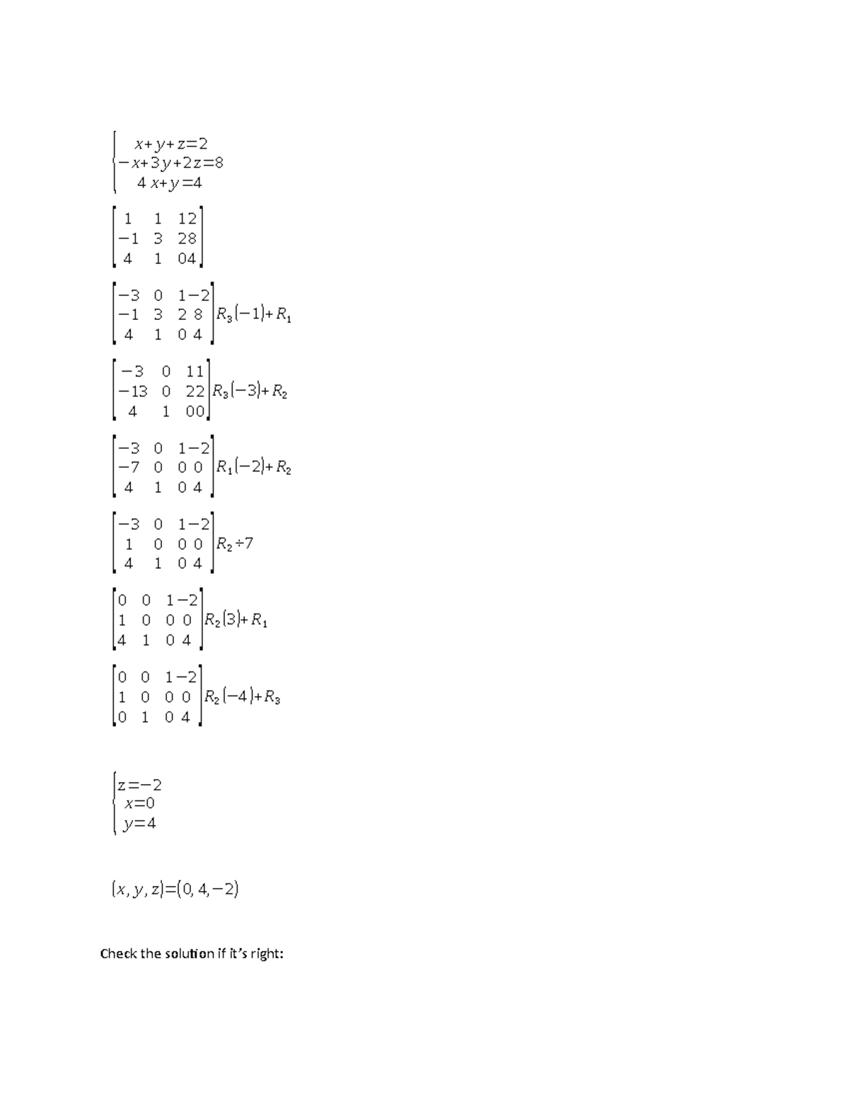 Matrix Last Question - Linear Algebra With Matlab - TIP - StuDocu