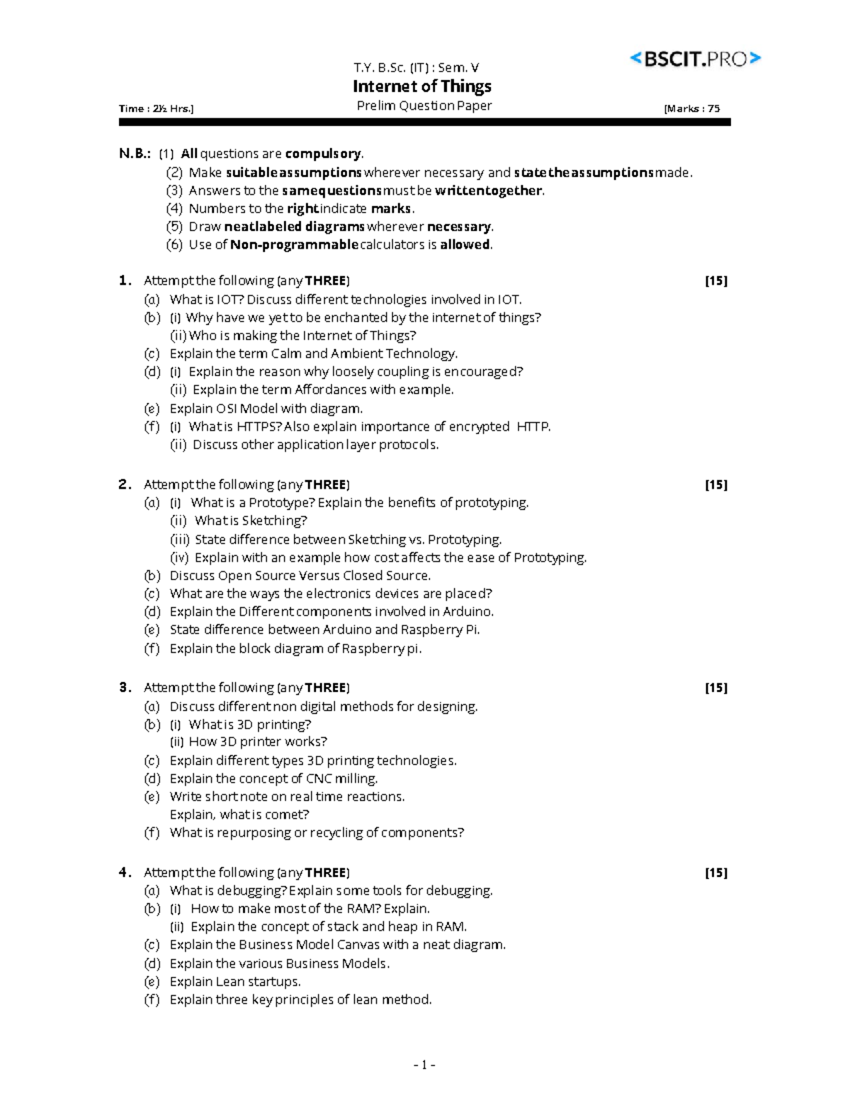 IOT- Internet of things - T. B. (IT) : Sem. V Internet of Things Time ...