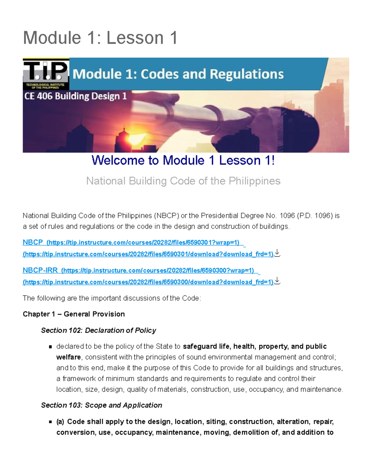 Module 1 Lesson 1 CE 104 - Building Systems Design-converted - Module 1 ...