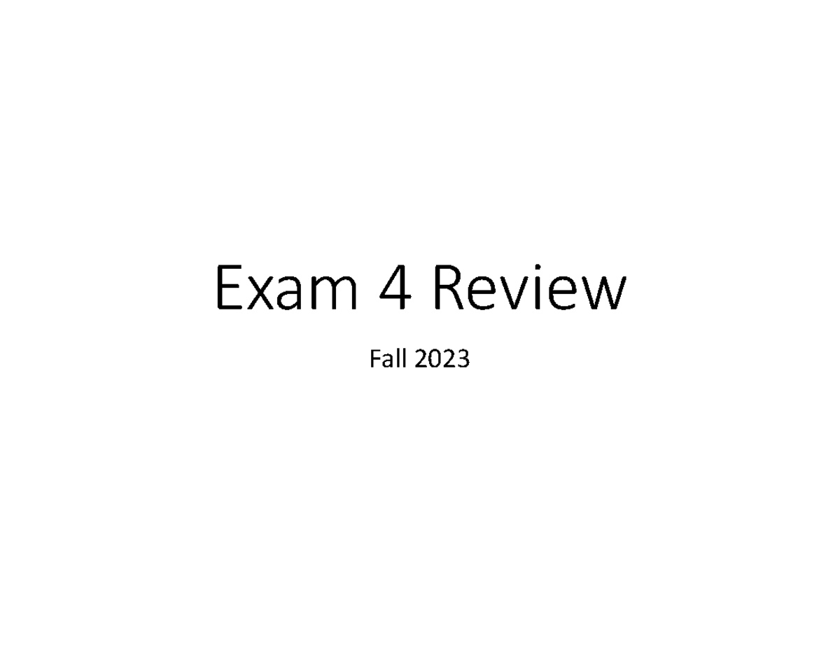 Exam 4 Review - Exam 4 Review Fall 2023 q Hardy-Weinberg: p² + 2pq + q² ...