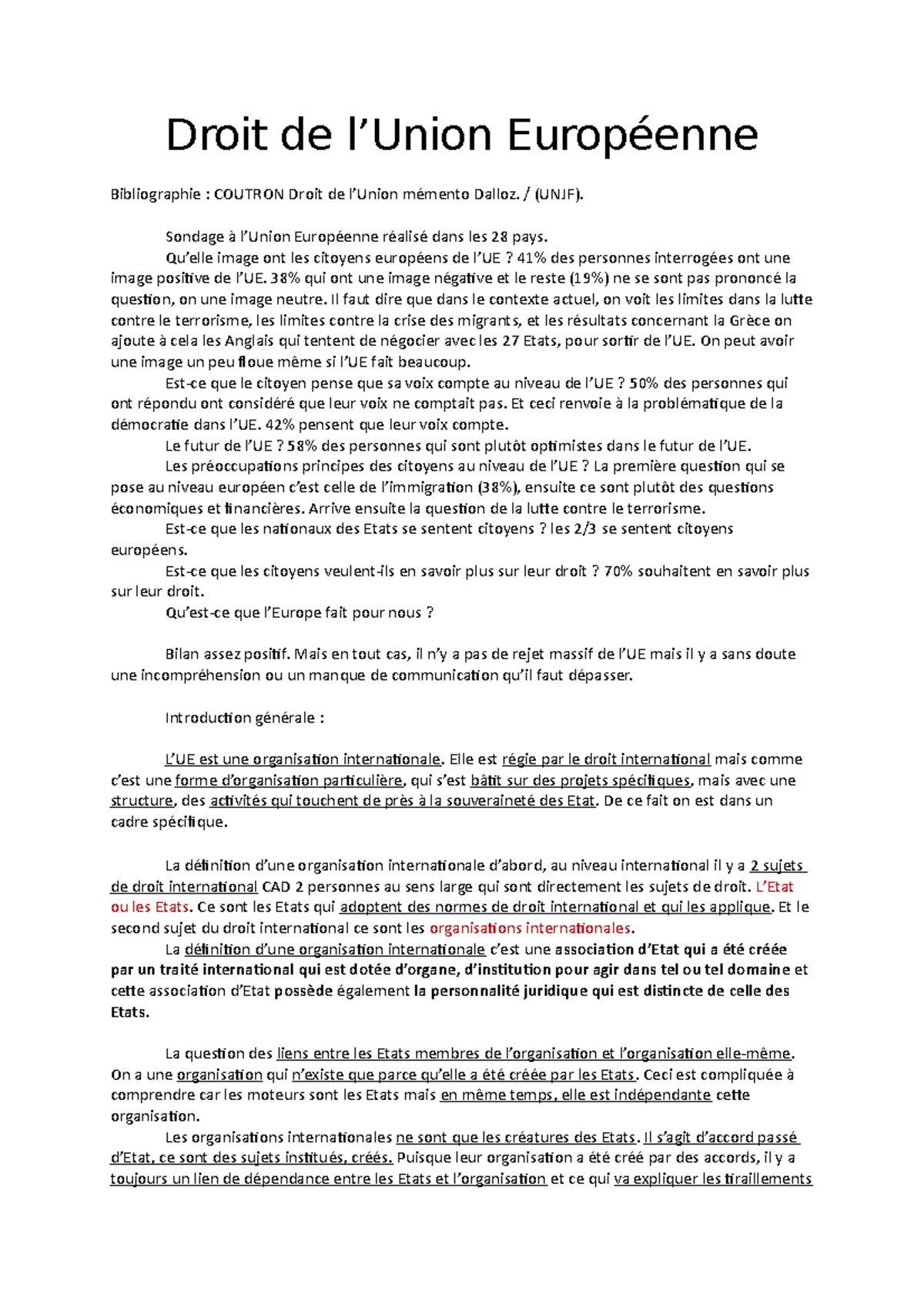 Droit de l Union Européenne - Droit de l’Union Européenne - Studocu