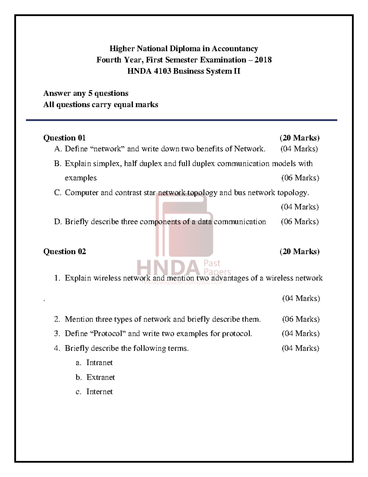 4 1 bs2 2018 - PAST PAPER - Higher National Diploma in Accountancy ...