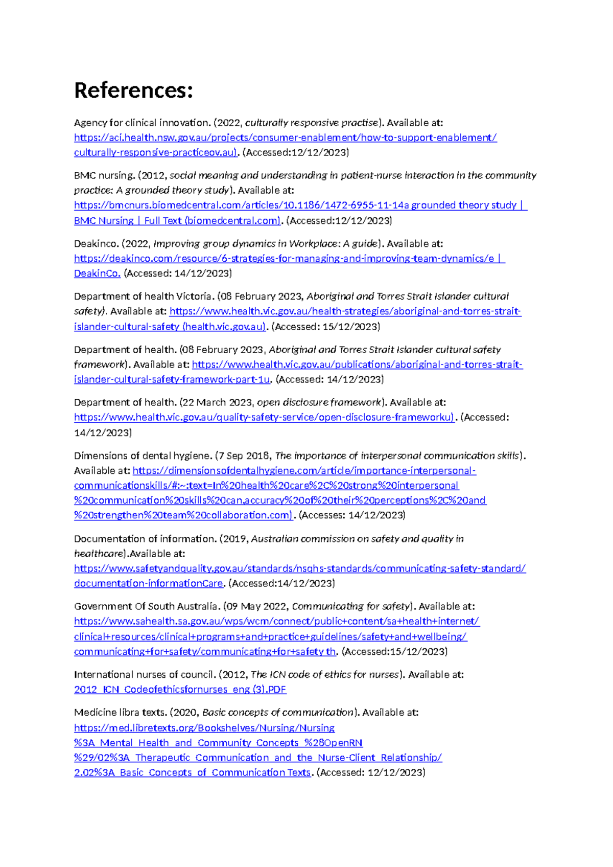 036 refrence list - Very helpful - References: Agency for clinical ...