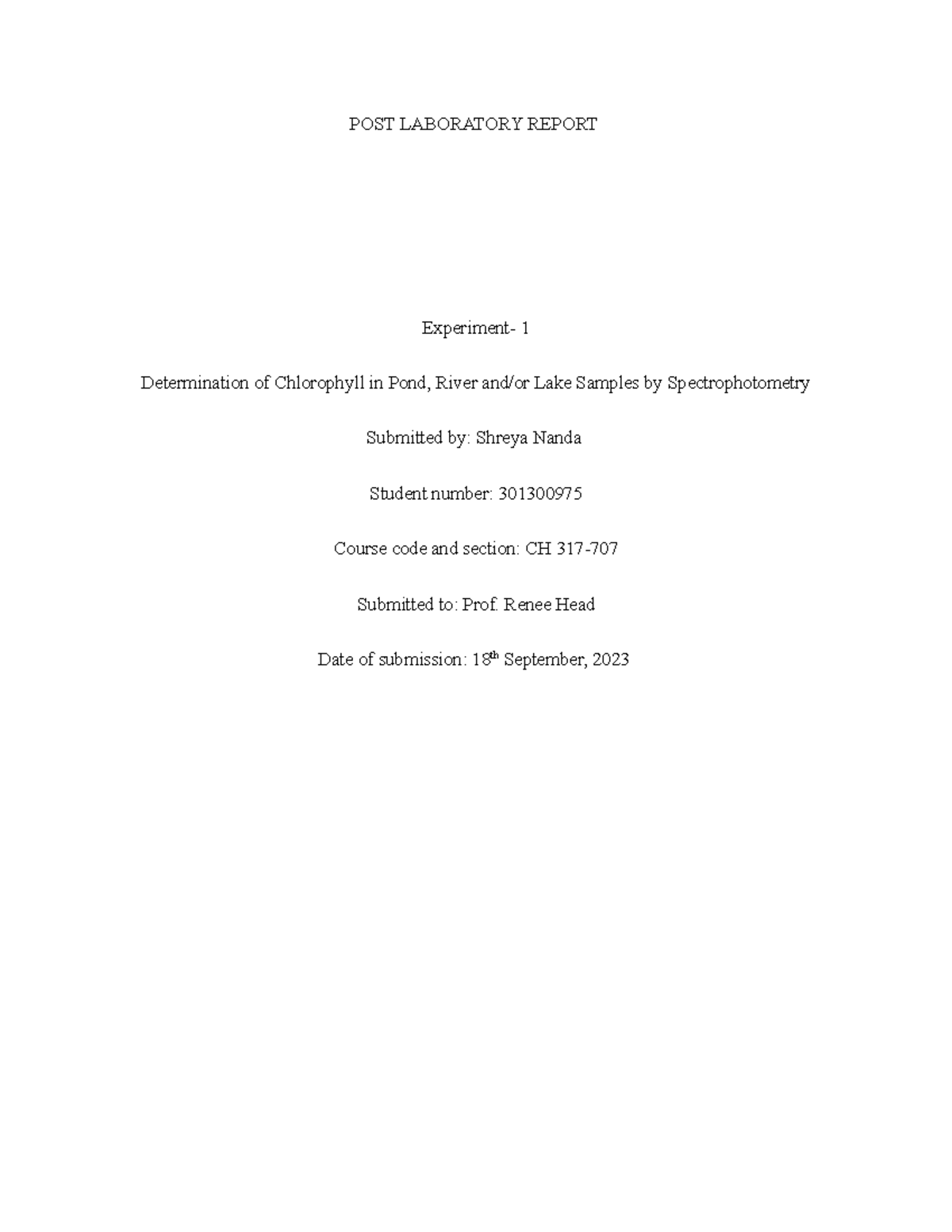 Post lab2 - post lab2 - POST LABORATORY REPORT Experiment- 1 ...