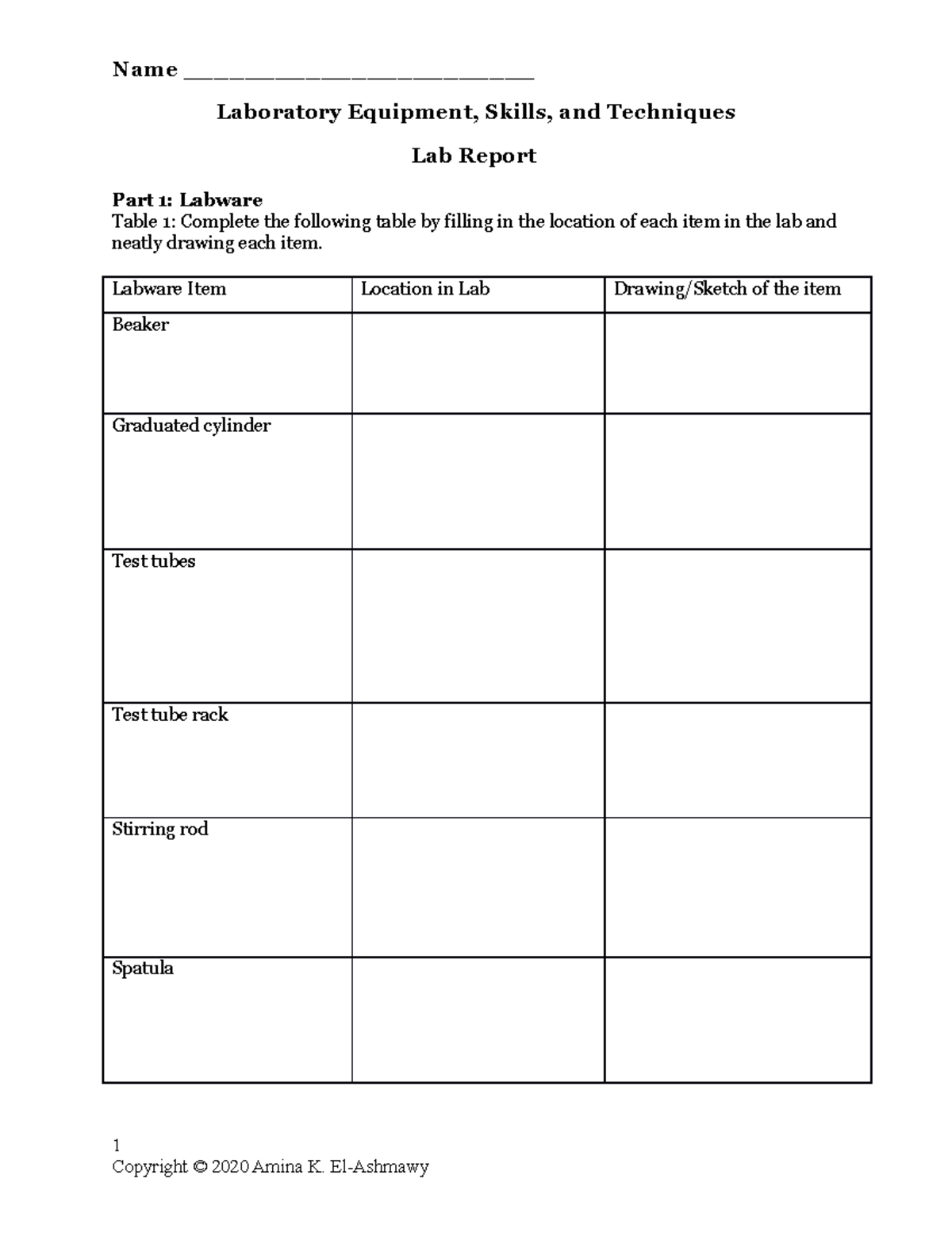 1411Laboratory Skillsand Labware-Lab Report-Part Onsite.2021 - Name