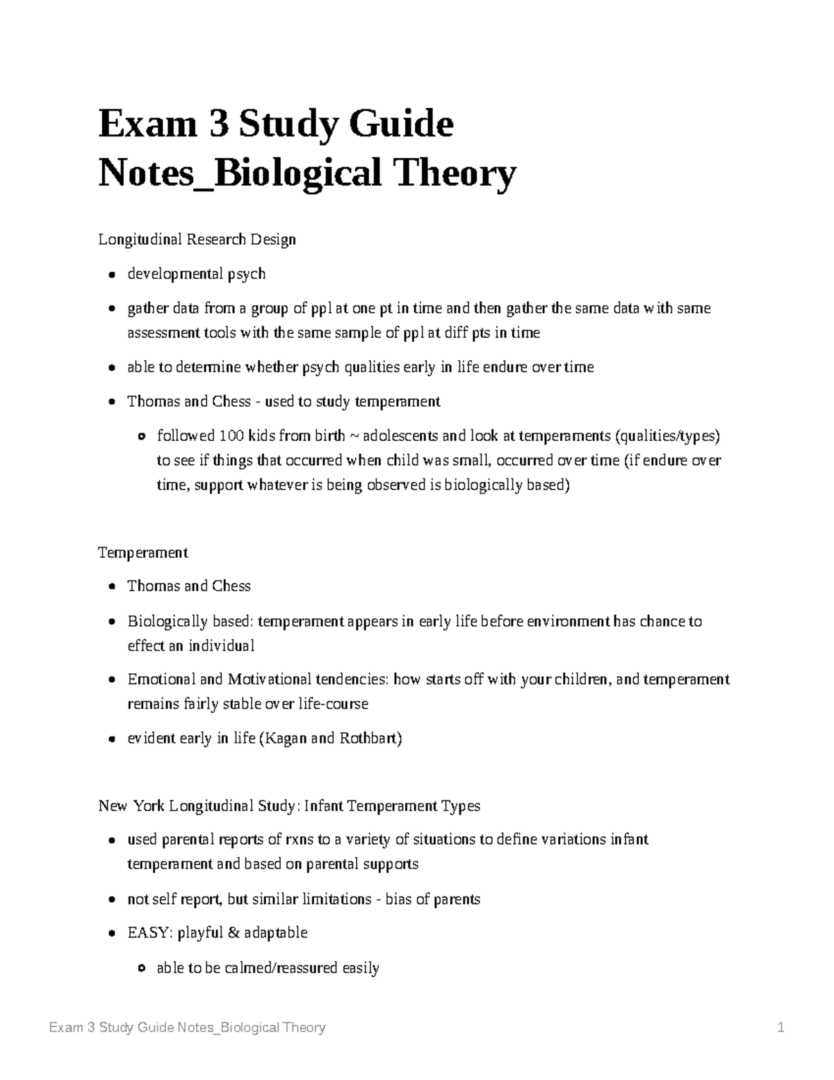Exam 3 Study Guide Notes Biological Theory - Exam 3 Study Guide Notes ...