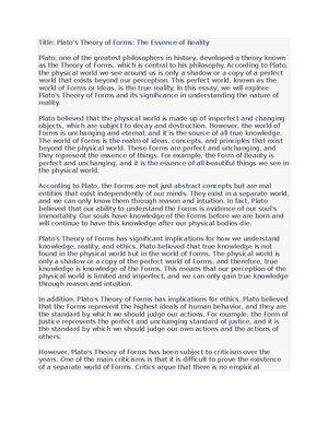 The Philosophical Concept of Plato's (Allegory of the Cave) - Title ...