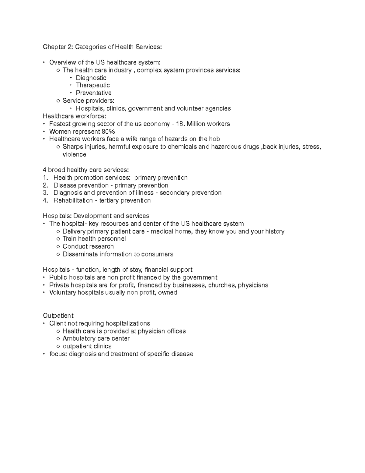 Categories of Health Services - Chapter 2: Categories of Health ...