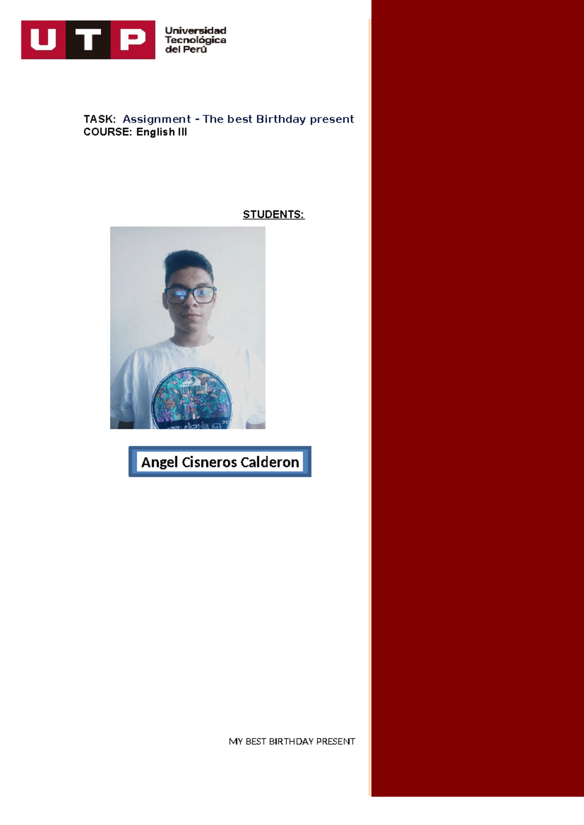 Week 13-Assignment - The best Birthday present - Ingles - TASK ...