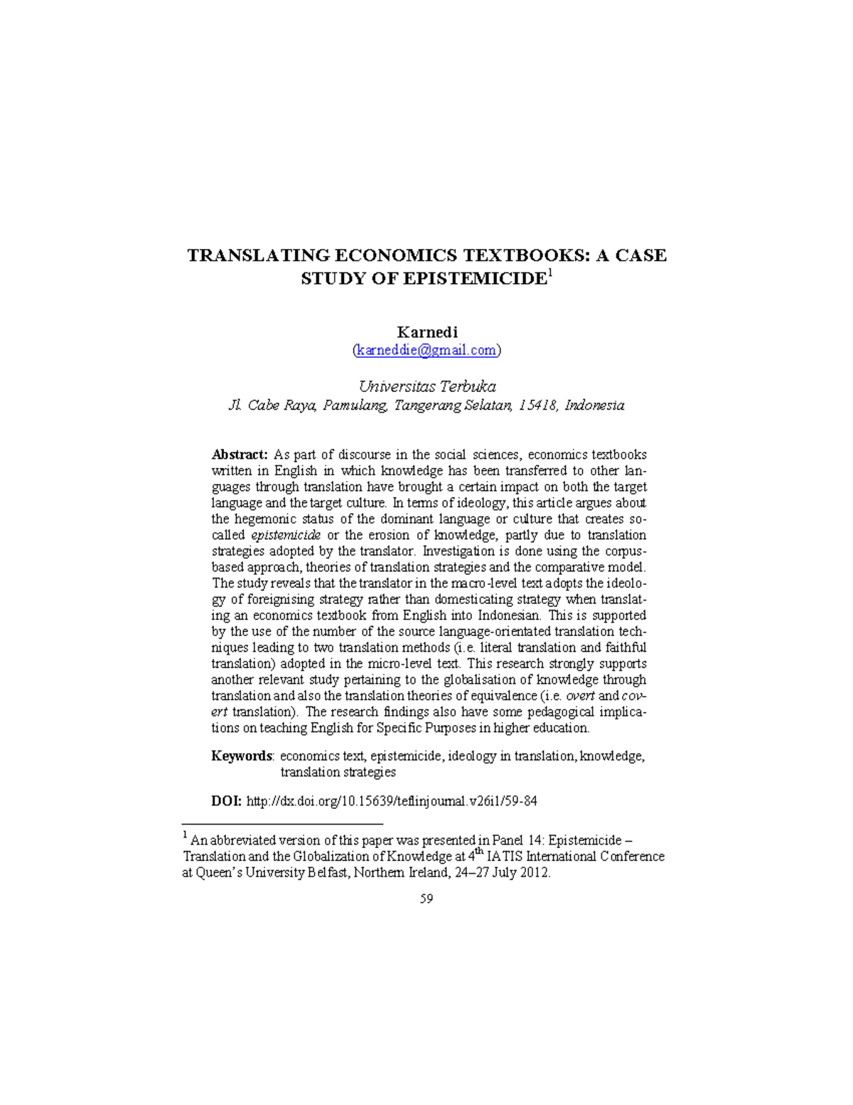 Translating Economics Textbooks- A CASE Study OF Epistemicide - 59 ...