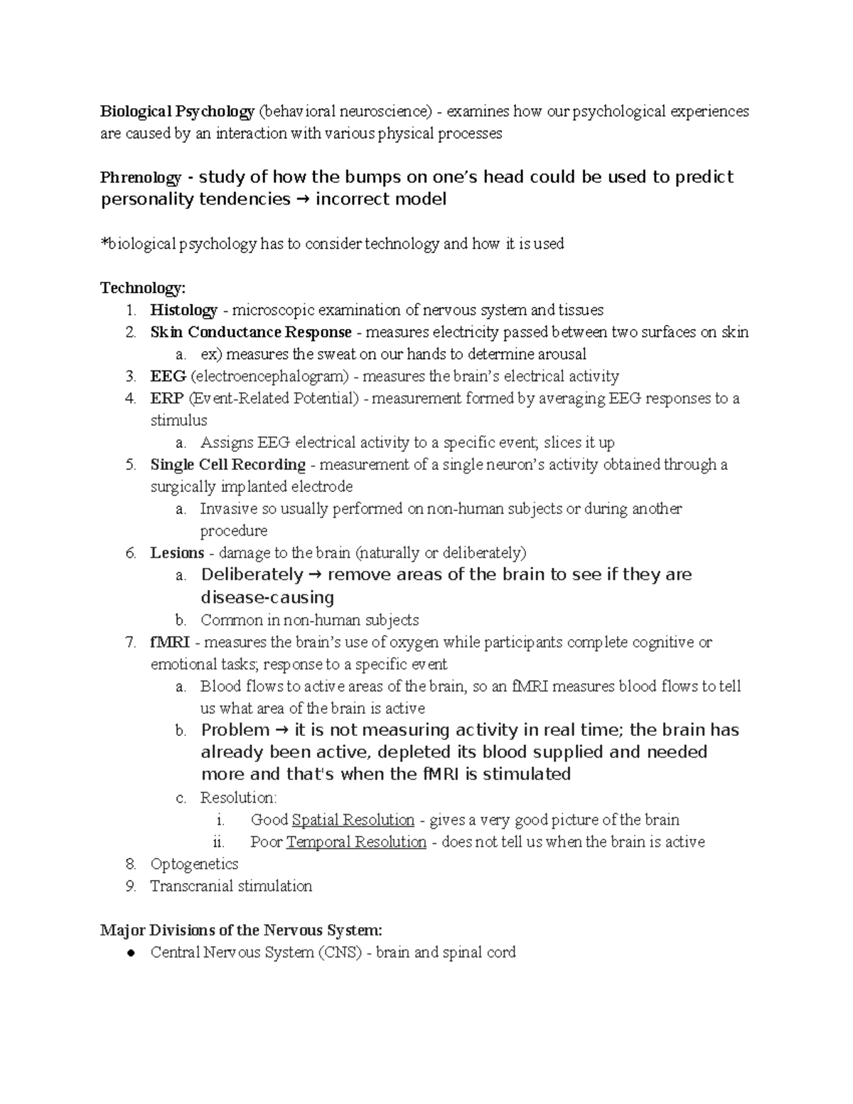 Chapter 4 The Biological Mind - Biological Psychology (behavioral ...