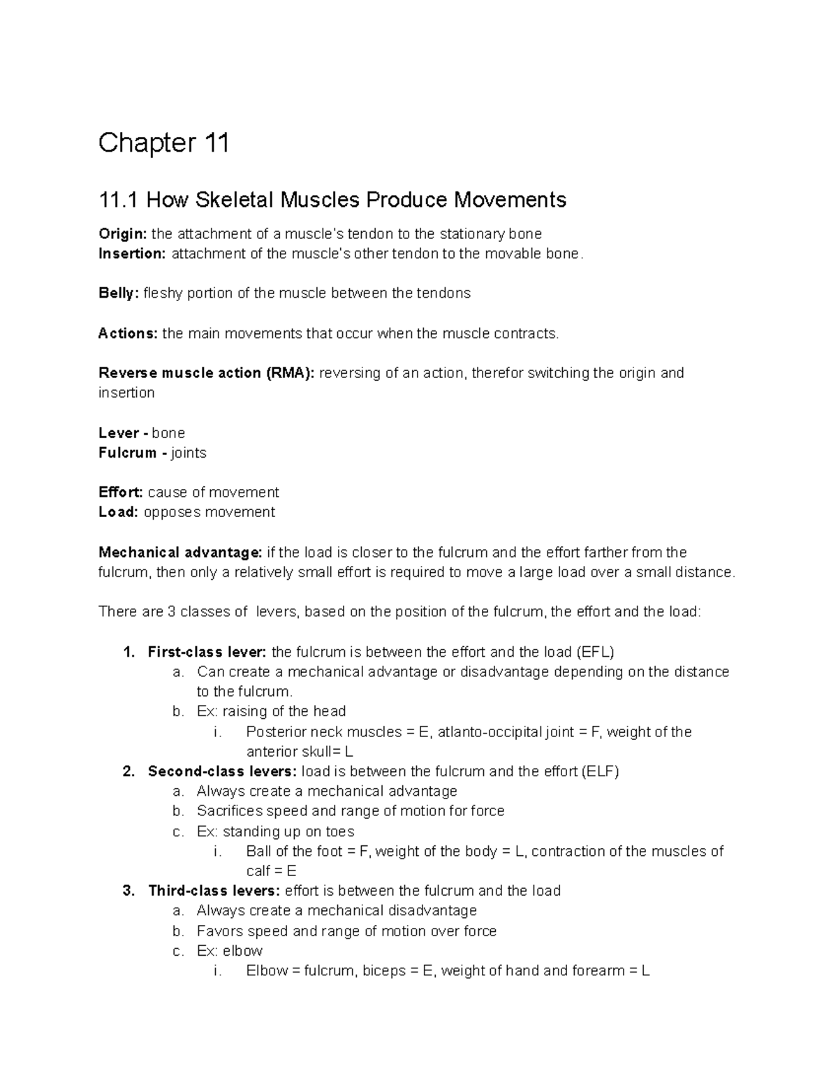 Unit 3 - Notes Biol 235 - Chapter 11 11 How Skeletal Muscles Produce ...
