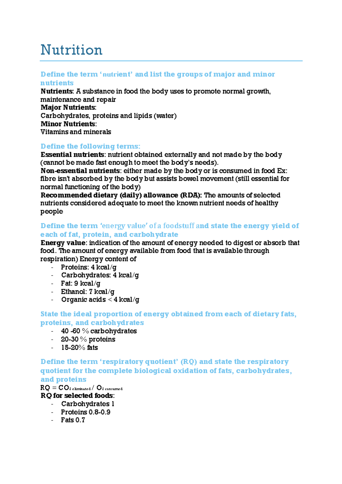 15 Nutrition-converted - Nutrition Define the term 8nutrient9 and list ...