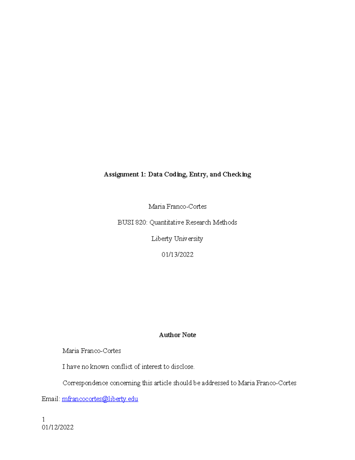 Statistics software assignment 1 - Assignment 1: Data Coding, Entry ...