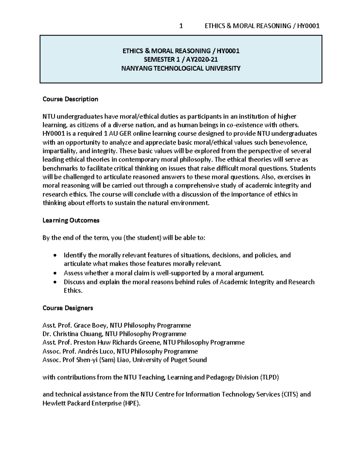 HY0001 Sem1 2020-21 - Course outline v2 - Warning: TT: undefined function: 32 Warning: TT ...