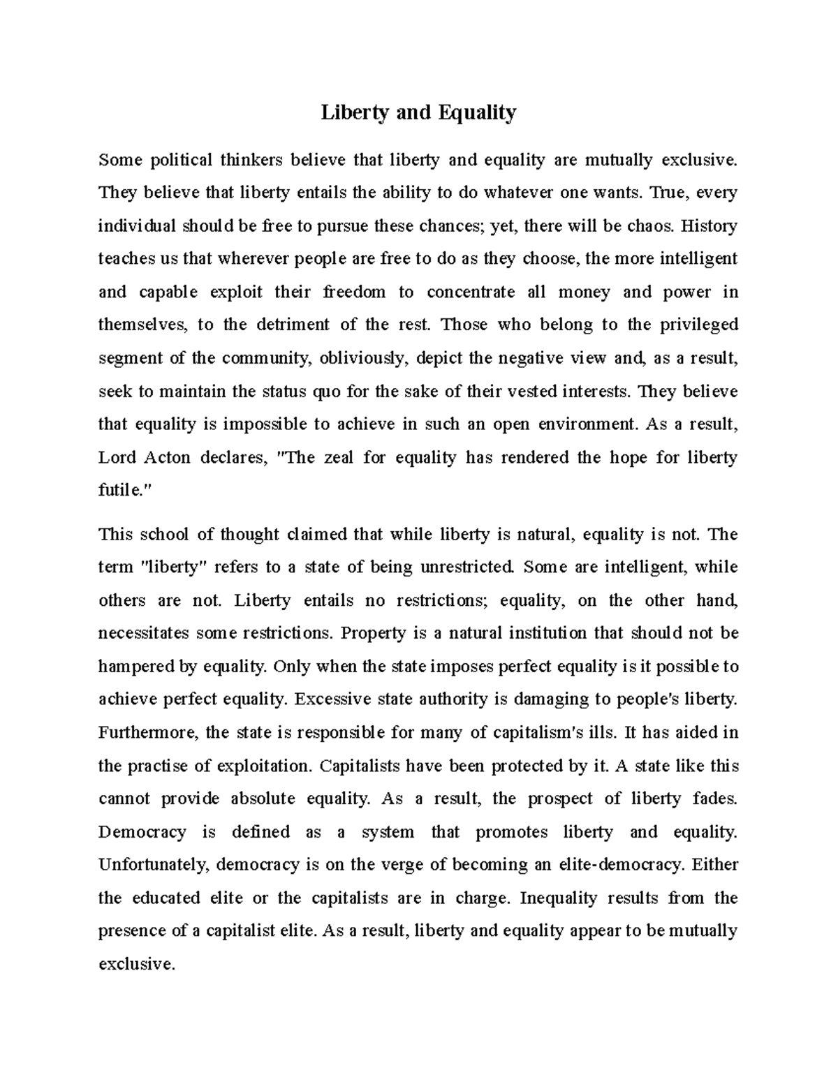 Liberty and Equality - Lecture notes 1-2 - Liberty and Equality Some ...