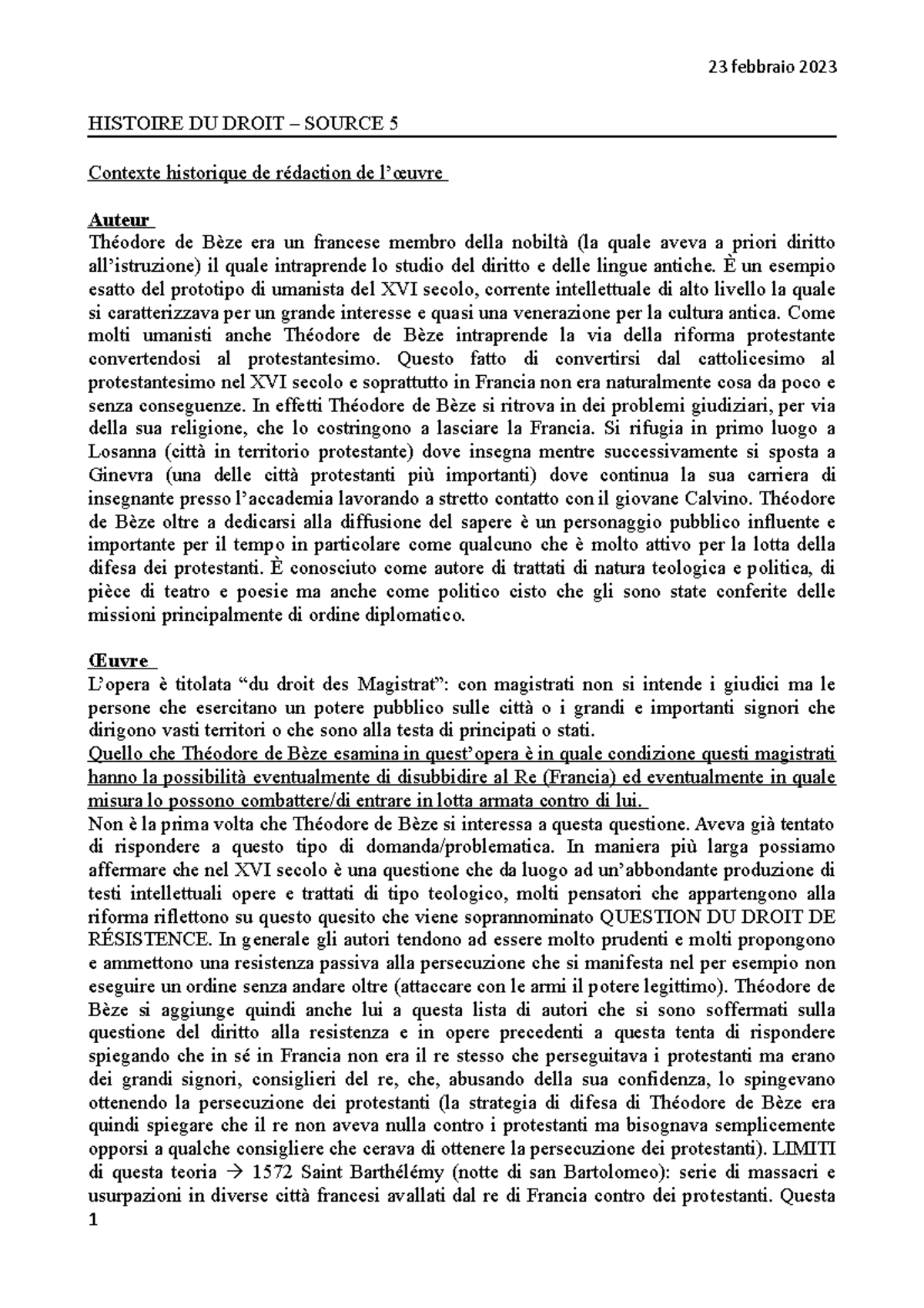 Source 5 - HISTOIRE DU DROIT – SOURCE 5 Contexte historique de ...