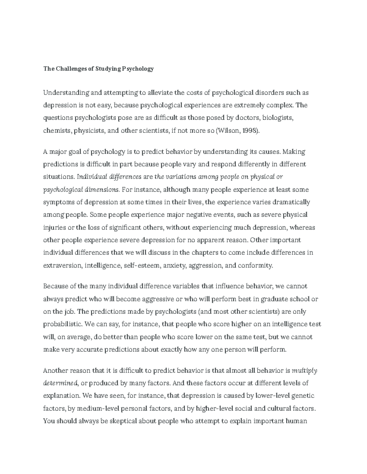The Challenges of Studying Psychology - The Challenges of Studying ...