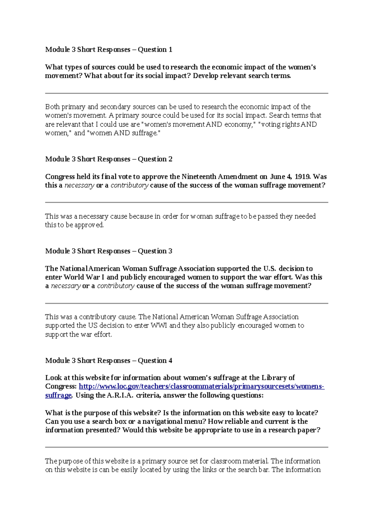 Module 3 Short Response Module 3 Short Responses Question 1 What Types Of Sources Could Be