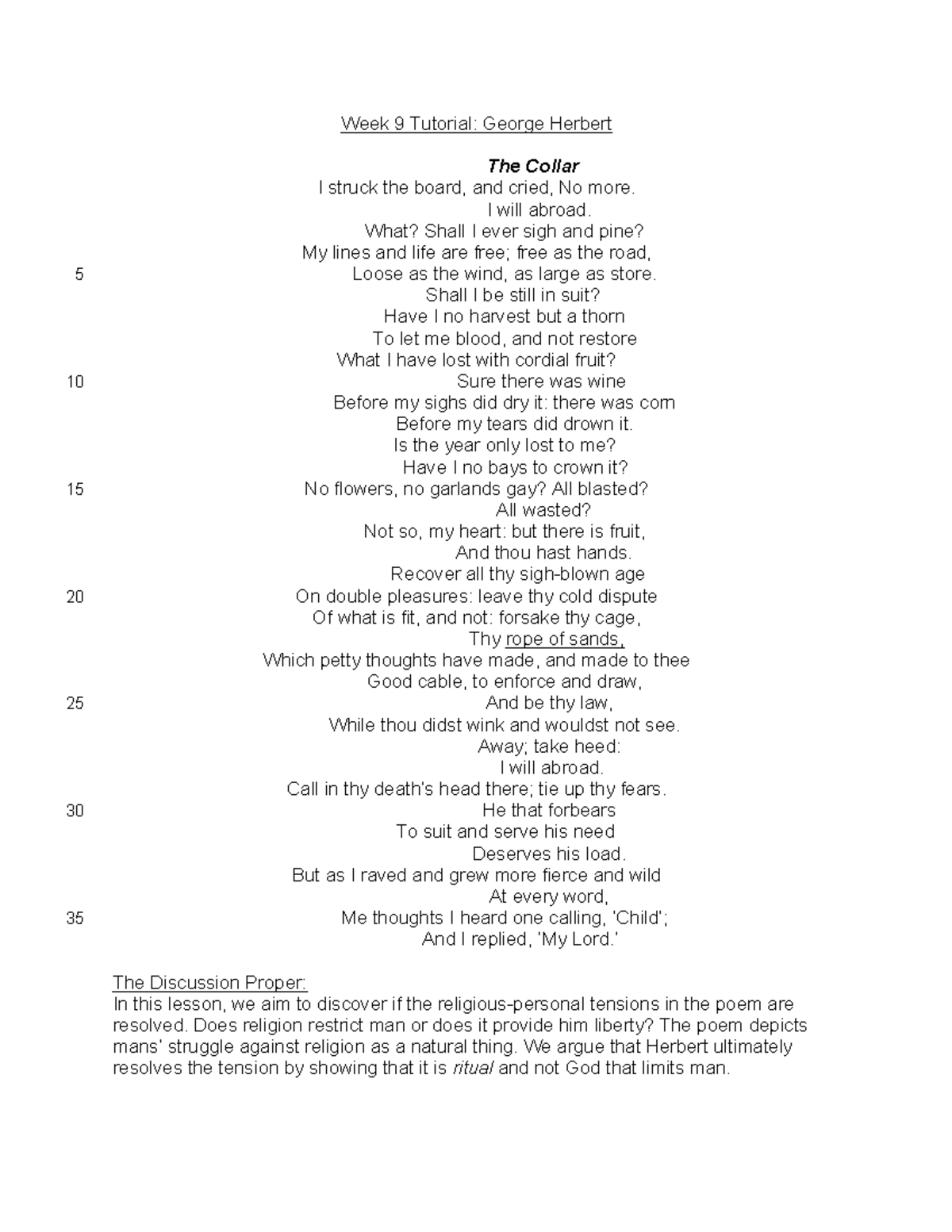 Group presentation: George Herbert - Week 9 Tutorial: George Herbert ...