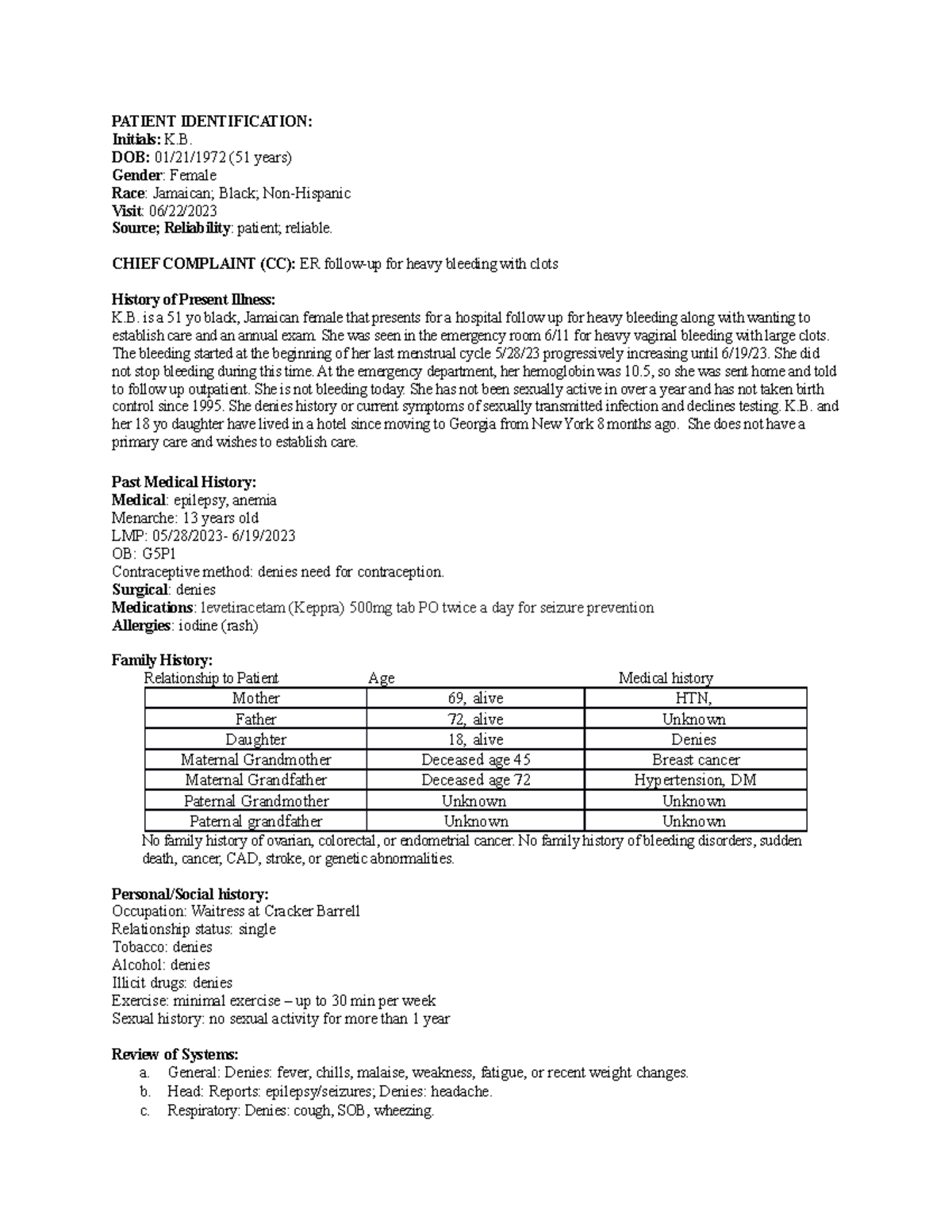 SOAP notes OBGYN - NURS 7224 - Georgia Southern - Studocu