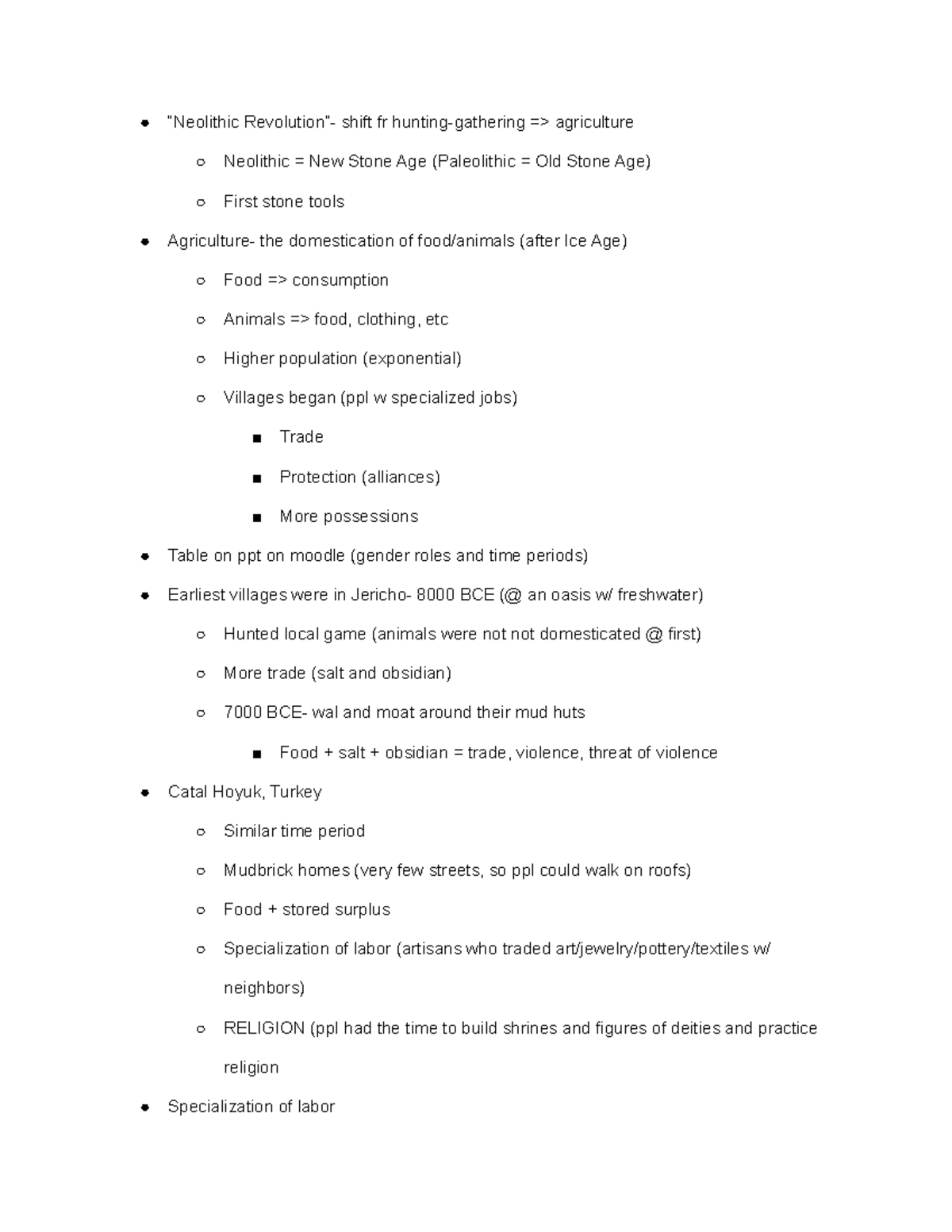 8 26 Class notes from class - “Neolithic Revolution”- shift fr hunting ...