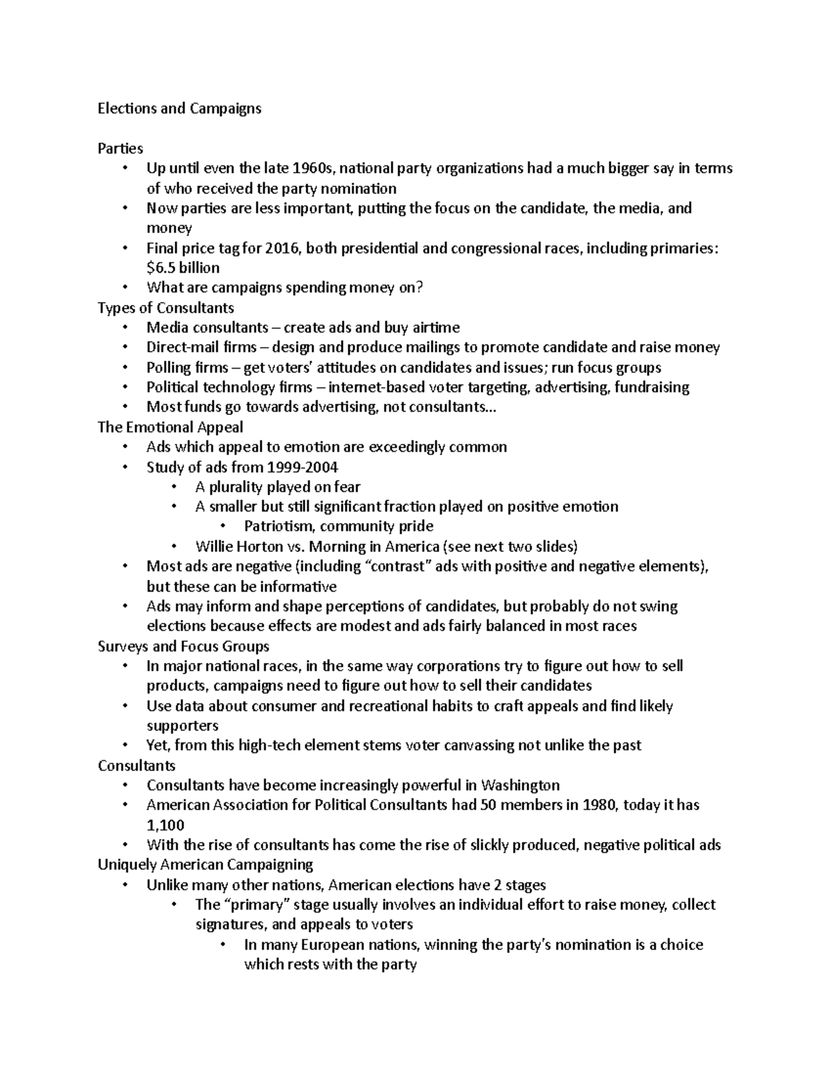 Unit 4 Lecture – Elections and Campaigns - Elections and Campaigns ...