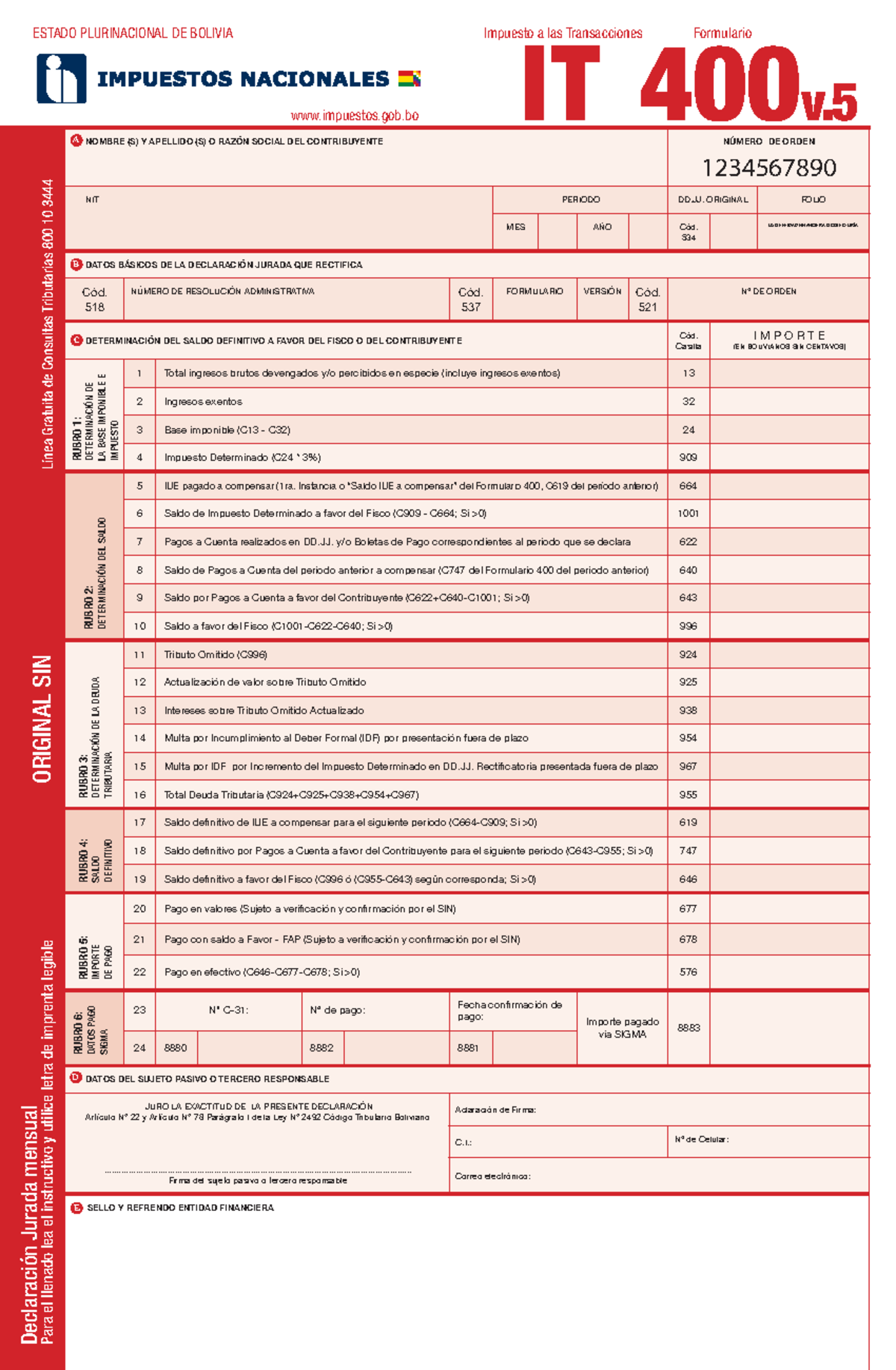 Formulario-400-v5 - Ingotme - impuestos.gob IT 400 v. ####### ESTADO ...