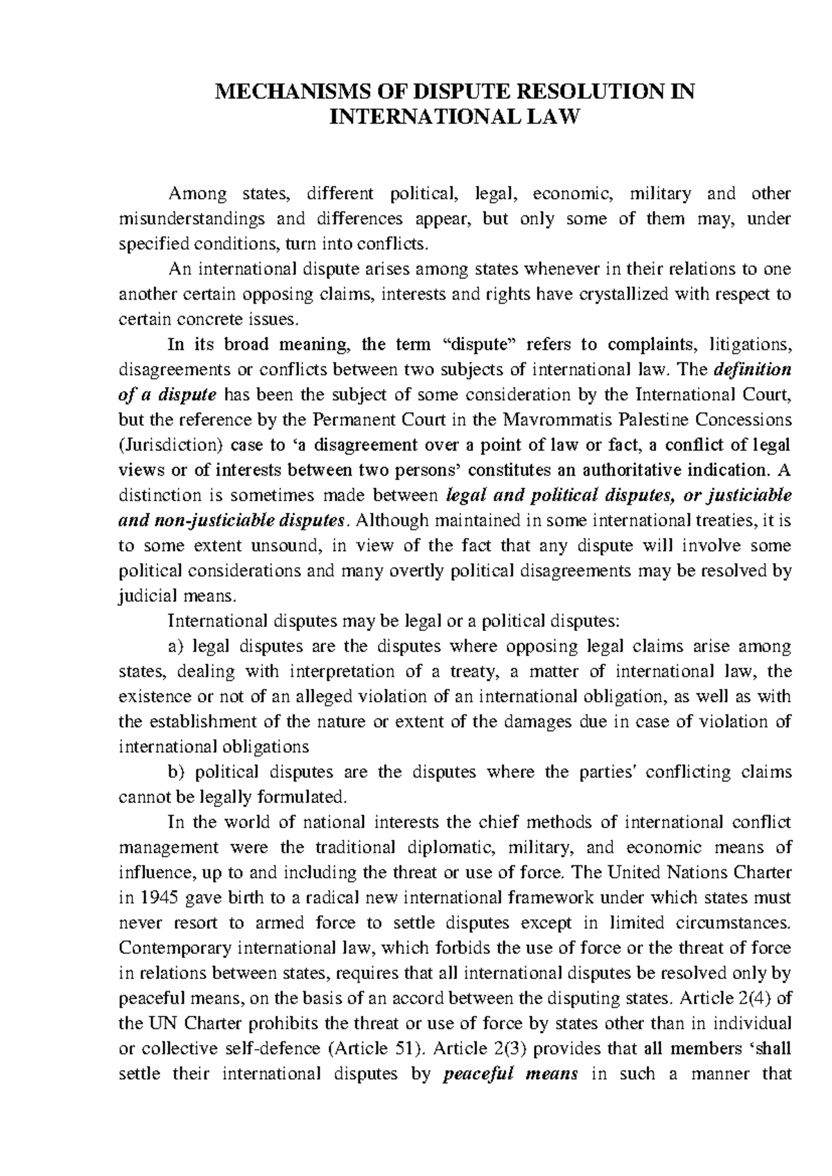 Mechanisms of dispute resolution - MECHANISMS OF DISPUTE RESOLUTION IN ...