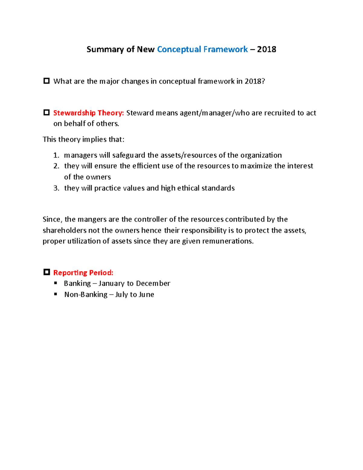 Summary of New Conceptual Framework - This theory implies that ...