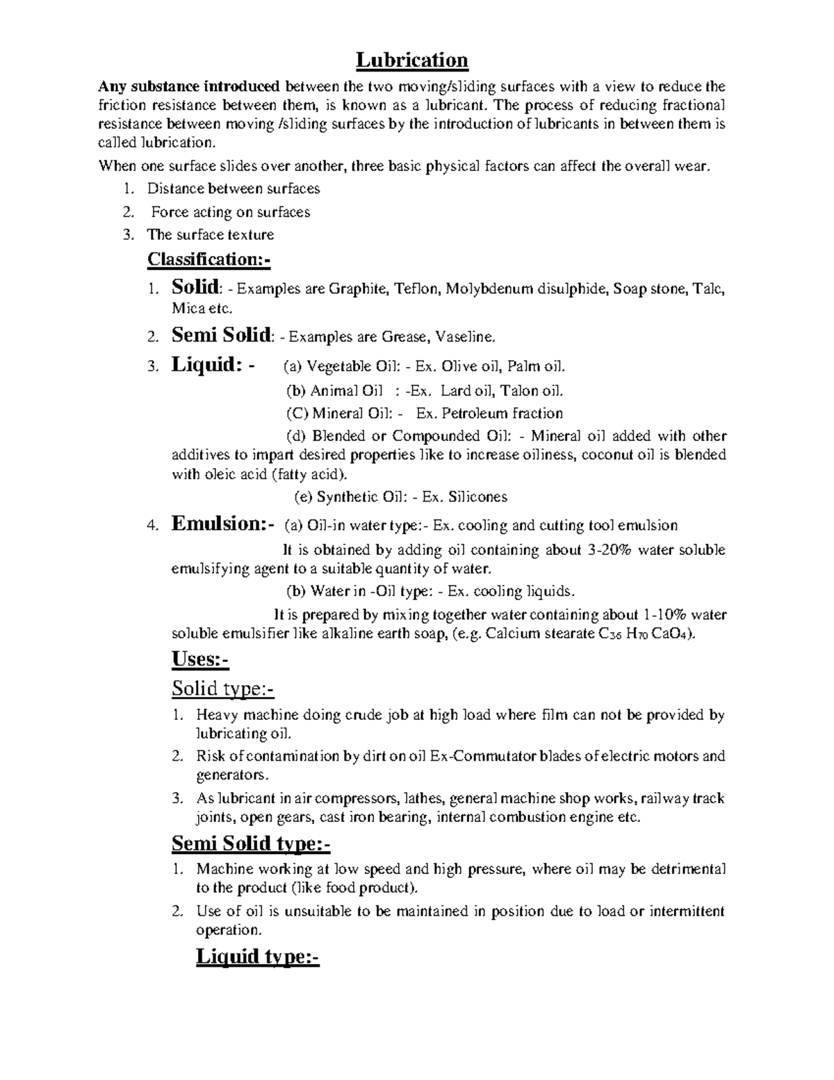 Lubrication - Lubrication Any substance introduced between the two ...