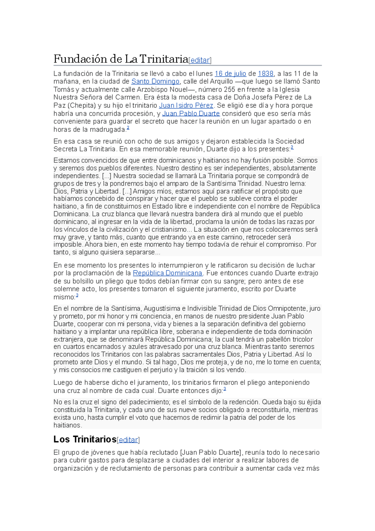 Fundación de La Trinitaria - Fundación de La Trinitaria[editar] La ...