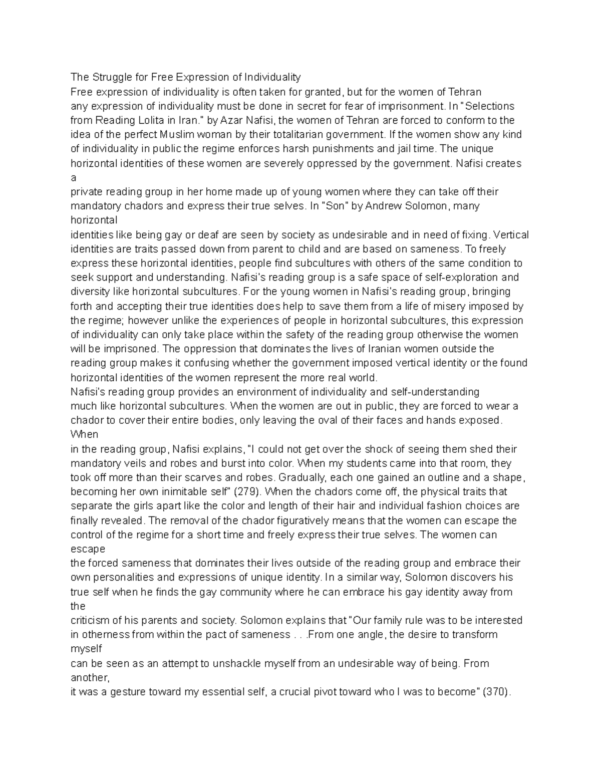 Expository writing notes 1.2 - The Struggle for Free Expression of ...