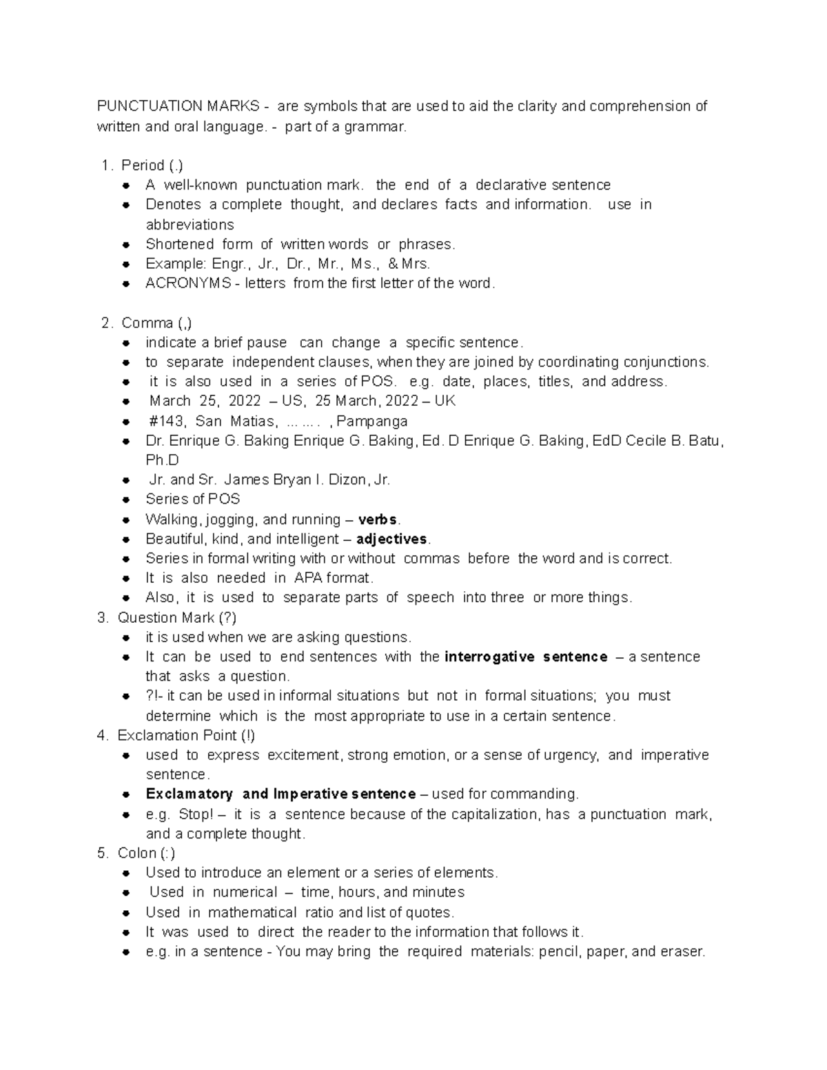 Purcom part of speech - PUNCTUATION MARKS - are symbols that are used ...